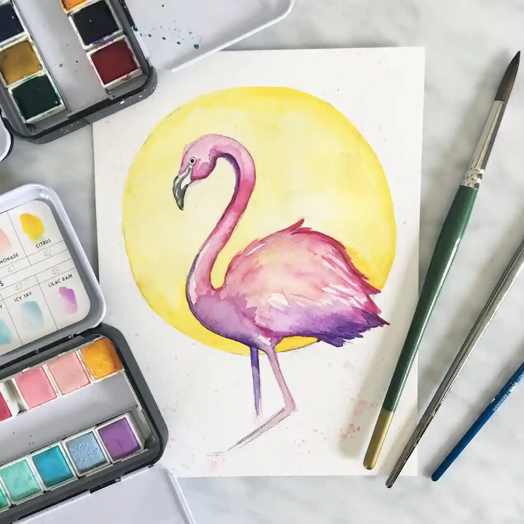 26 Vibrant Watercolor Flamingo Drawing Ideas: How Do You Paint Tropical ...